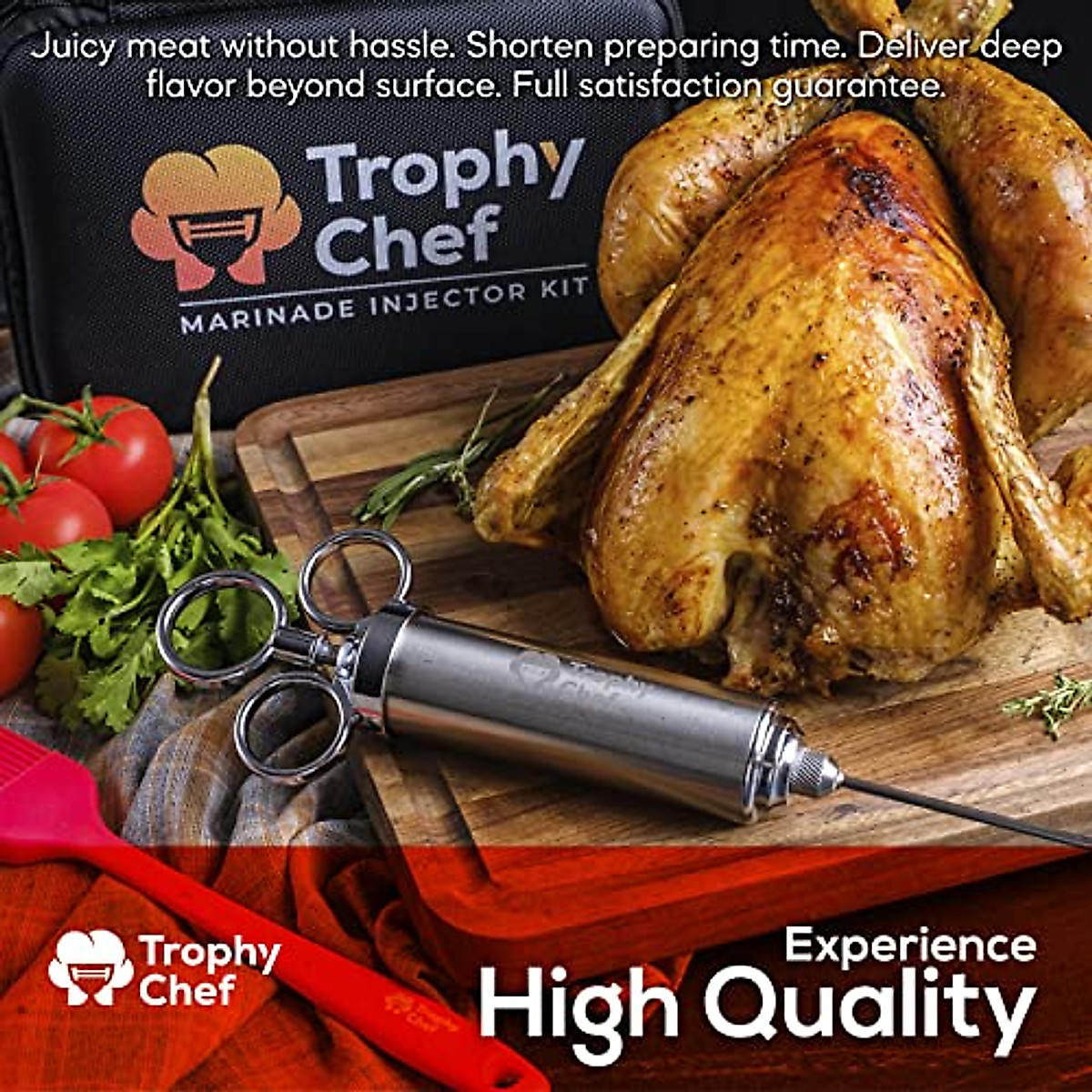 Meat injectors for smoking – Professional Turkey injector syringe kit with Case, Stainless Steel Turkey Injector Marinade, Brisket smoker grill Food Injector Syringe Kit - BBQ Injector 2-oz Large