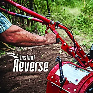 EARTHQUAKE Victory Rear Tine Tiller, Powerful 209cc 4-Cycle Viper Engine, Rugged Bronze Gear Transmission, Counter-Rotating Tines, Instant Reverse, Pneumatic Wheels, Model: 39381, Red/Black