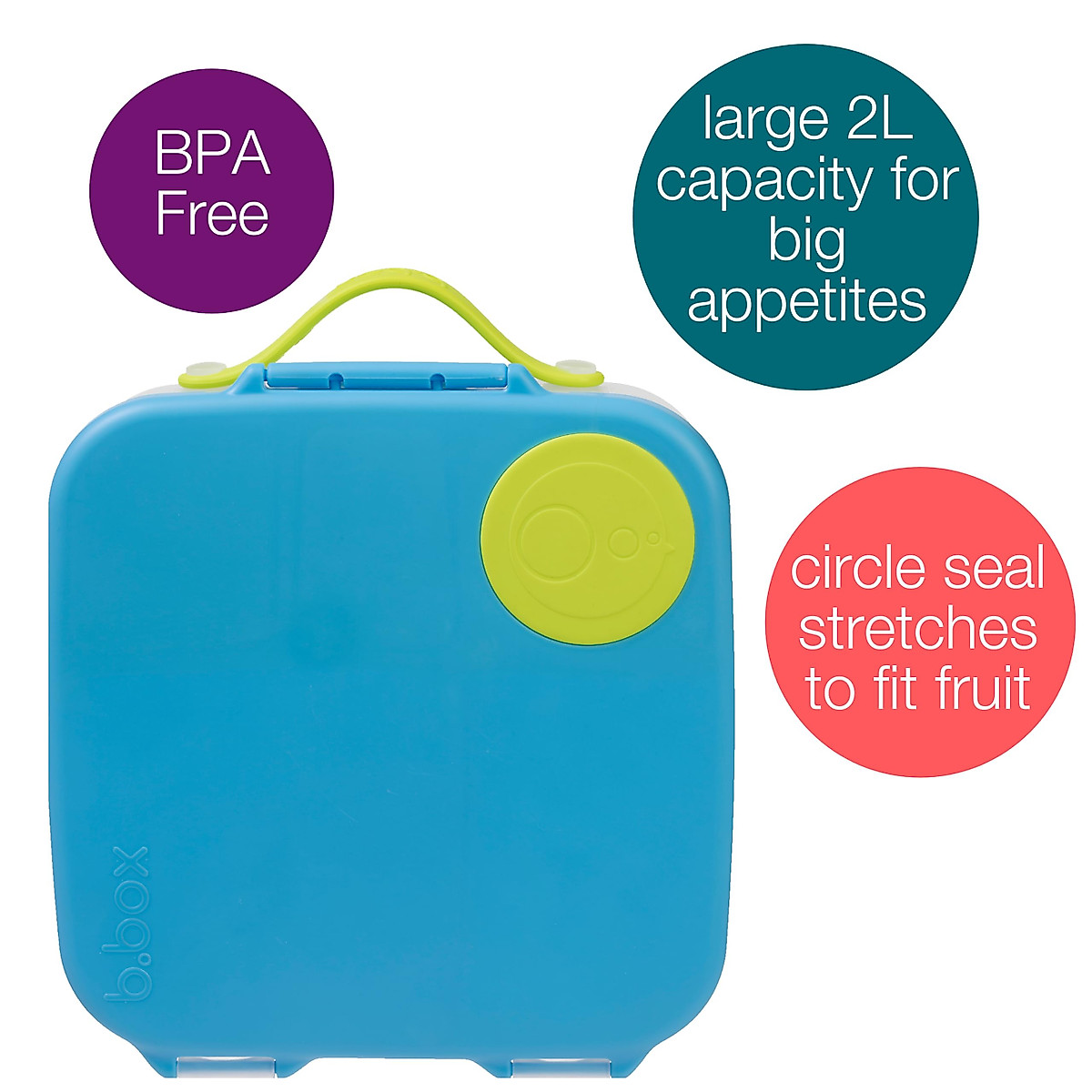 b.box Lunch Box for Kids | Bento Box | 4 Compartments (2 Leak proof), Large Size for Big Appetites | Gel Cold Pack Included | School Supplies | Kids 3+ years (Ocean Breeze, 2L capacity)