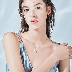 FANCIME 925 Sterling Silver February Birthstone Amethyst Necklace Moon Star Pendant Purple Gemstone Jewelry Birthday Anniversary Christmas Gifts for Women Daughter