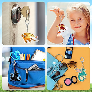 2.4 Inch Dragon Keychain for Kids Dragon Party Favor Acrylic Dragon Key Ring Dinosaur Key Chains Fire Sunshine Glory Dinosaur Key Ring Car Handbag Wallet Jewelry Gifts for Kid, Assorted Style (24 Pcs)