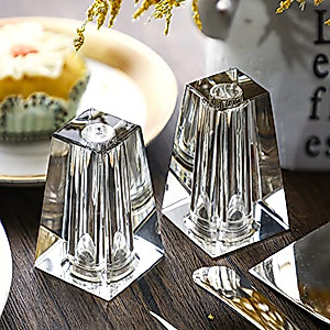 Set 2 Mini Crystal Salt & Pepper Shakers Set,Modern Art Glass Kitchenware Ornaments,Essential Dining Table Refillable Tool Creative Housewarming Gift