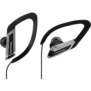 Panasonic RP-HS200-K In-Ear Water-Resistant Sport-Clip Earbud Heaphones with Clear Sound Cord Management -Black (Discontinued by Manufacturer)