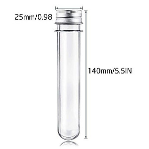Acrux7 30 Pack Clear Plastic Test Tubes with Screw Caps, 45ml Clear Botanical Bath Salt Tubes 1x5 inch for Beads, Gumball, Candy Storage, Decorate(25x140mm)