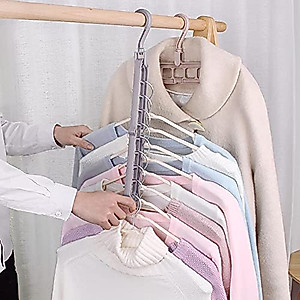 BINBE 6 Pcs Magic Space Saving Clothes Hangers with 9 Holes, Closet Organizers and Storage, Multifunctional Closet Organizer for Heavy Clothes Shirts Pants Dresses Coats (6)