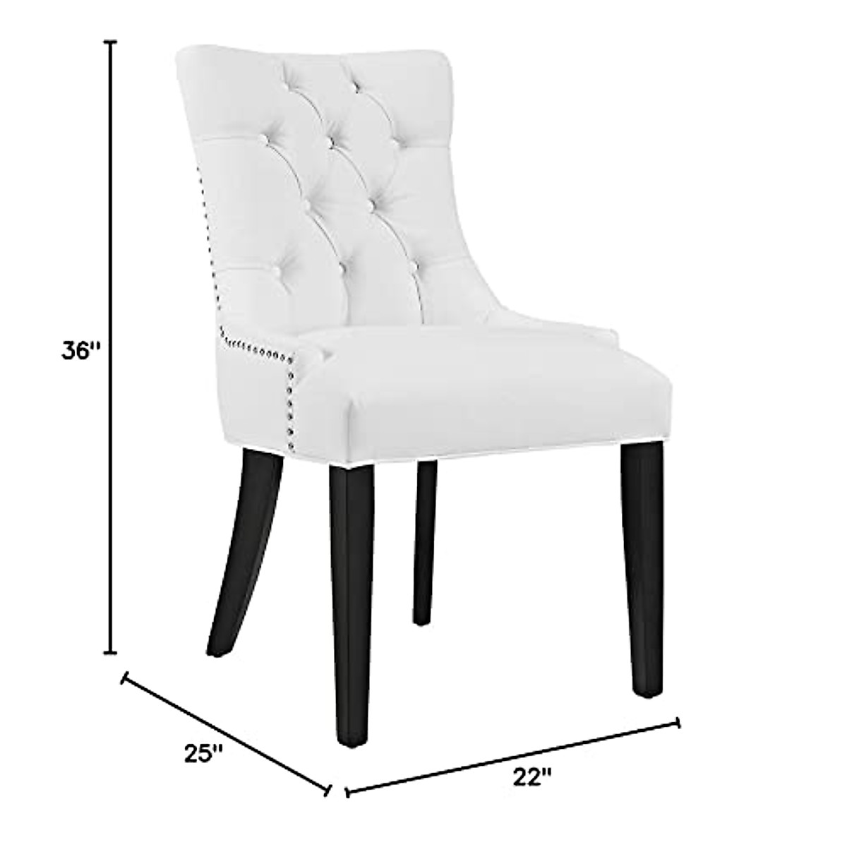 Modway MO- Regent Modern Tufted Faux Leather Upholstered with Nailhead Trim, Dining Chair, White