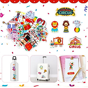 Junkin 90 Pcs Carnival Party Favor Supplies Carnival Slap Bracelets Carnival Stickers Carnival Circus Party Favors Circus Clown Animal Slap Bracelets Circus Stickers for Birthday Baby Shower Decor