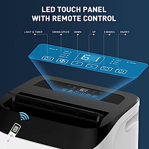 12,000 BTU Portable Air Conditioner Cools Up to 500 Sq.Ft, 3-IN-1 Energy Efficient Portable AC Unit with Remote Control & Installation Kits for Large Room, Campervan, Office, Temporary Space