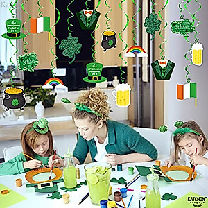 St Patricks Day Hanging Swirls Decorations - Pack of 30, No DIY | St Patricks Day Hanging Decorations | St Patricks Day Decorations | St Patricks Day Ceiling Decorations | Hanging Shamrock Decorations