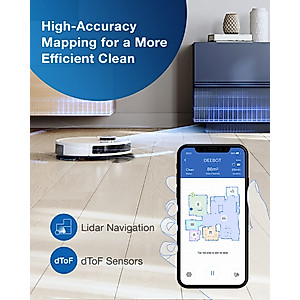 ECOVACS DEEBOT N10 PLUS Robot Vacuum and Mop Combo with Auto-Empty Station, Hands-Free Cleaning for 60 Days, 3800Pa Suction, 330mins Max Run-time, Precision Mapping with Lidar & dToF Sensors, White