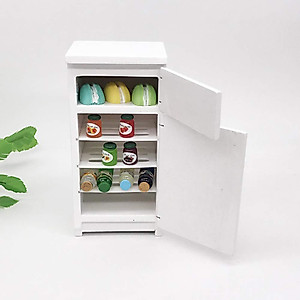 1:12 White Mini Refrigerator Excellent Wooden Furniture Model Kitchen Accessory Doll Accessories