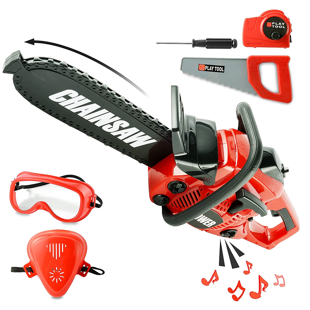 Toy Choi's Toy Chainsaw - Chainsaw Toy for Kids Power Tool Set with Realistic Sound, Pretend Play Kids Chainsaw Tool Set for Outdoor Gardening Play - kids toy for Boys Girls Ages 3 4 5 6 7 8 Years Old