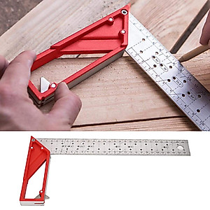 Combination Square, 300mm Multi-functional Right Angle Ruler , Adjustable Stainless Steel Square Angle Ruler , 45/90 Degree Woodworking Try Square Measuring Tool, for Multiple Purposes