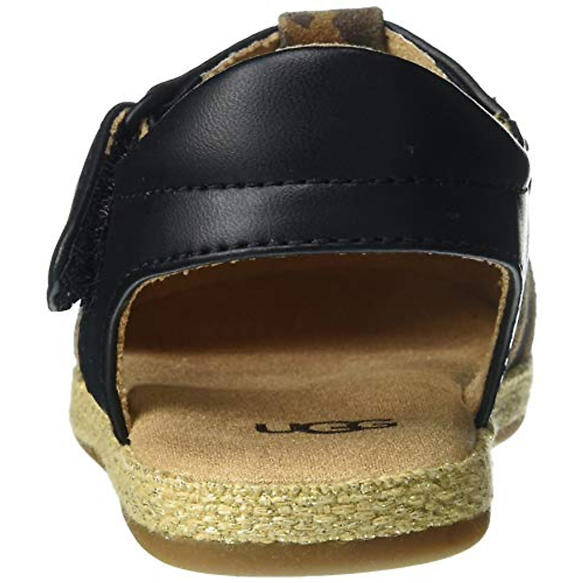 UGG girls I Emmery Leopard Flat Sandal, Tan, 4-5 Infant US