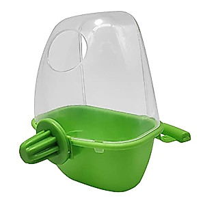 Bird Cage Feeder Parrot Watering Bowl Feeding Station with Perch Water Food Dispenser for Budgie Parakeets Lovebirds Pet Supplies Canary, Green