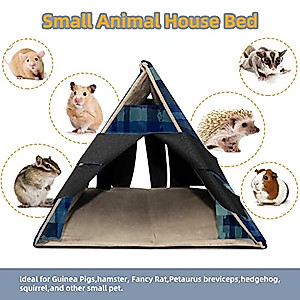 enheng Small Pet Hideout Plaid Texture Hamster House Guinea Pig Playhouse for Dwarf Rabbits Hedgehogs Chinchillas