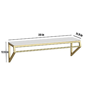 WFDERAN Modern Simple Clothing Store Heavy Duty Metal and Wood Display Stand,Wall-Mounted Garment Rack,Clothes Rod,Bathroom Hanging Clothes Towel (39" L)