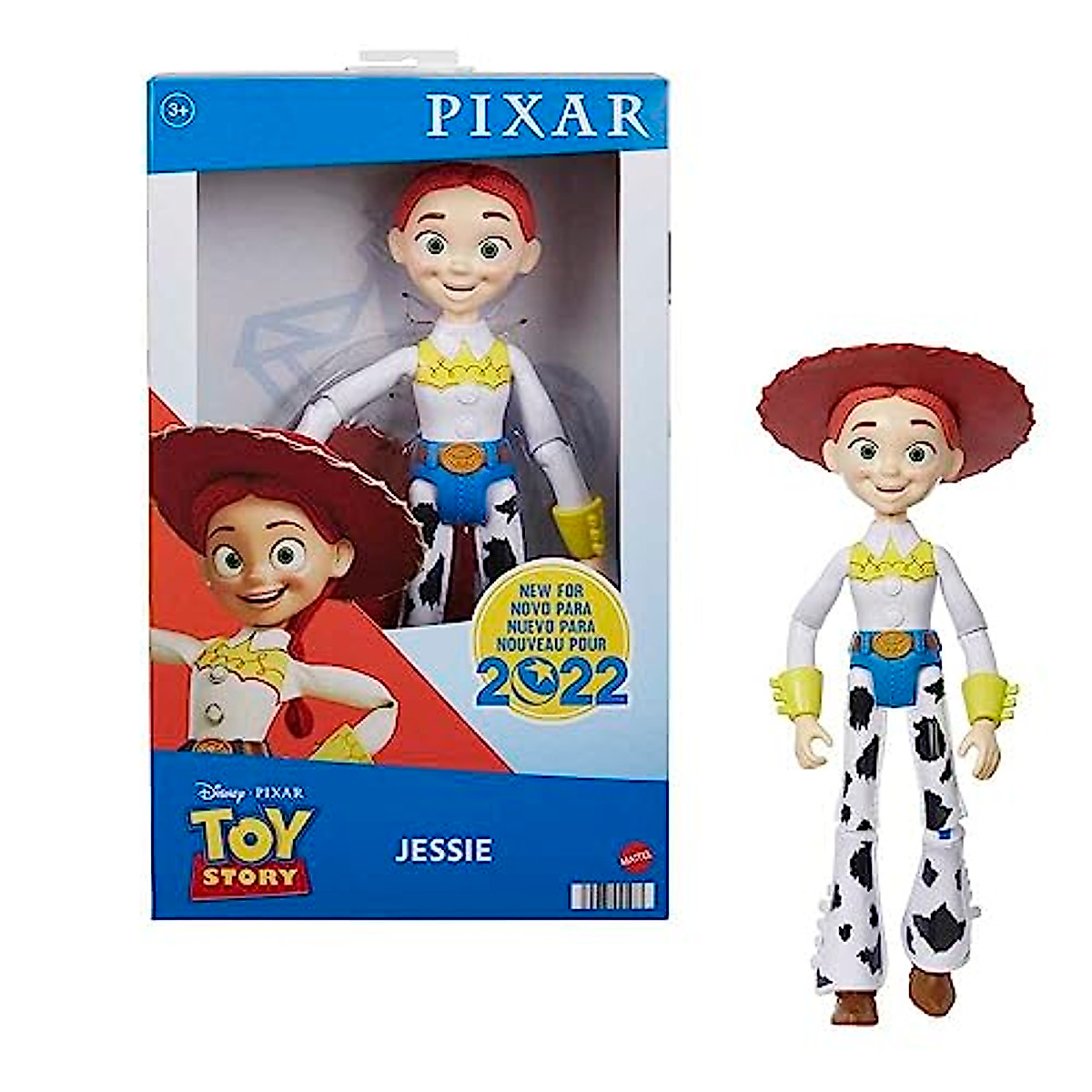 Mattel Disney and Pixar Toy Story Large Action Figure, Posable Jessie Collectible in Signature Cowgirl Look with Removable Hat, 12-inch Scale
