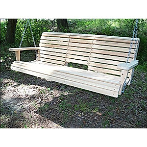 Ecommersify Flip Cup Holder Console Rot-resistant Cypress Eternal Wood Lumber Roll Back Porch Swing, 5-Feet