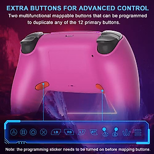 YU33 Ymir Scuf Wireless Controller Works with Modded PS4 Controller, Elite Control Remote Fits Playstation 4 Controller, Joystick/Controles de Pa4 with Mapping/Turbo/1200 mAh Battery, Rose Red/Pink