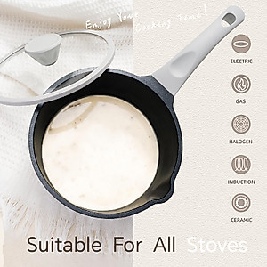 Procooking Sauce Pan with Lid, 2 QT Small Saucepan Milk Pot Nonstick, 2 Quart Soup Pot for Cook, Versatile for Induction and Gas Cooktops