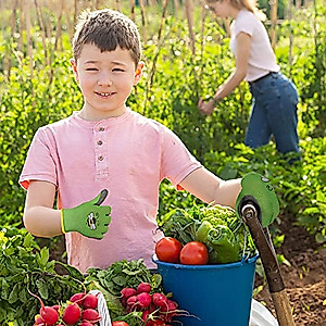 Joottuan 6 Pairs Kids Gardening Gloves Yard Work Gloves Children Soft Safety Rubber Coated Gloves for Toddlers Youth Girls Boys Children (Medium (Age 6-8))