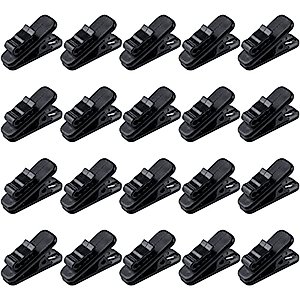 MUZHI Headphone Clip,Small Cable Clothing Clips,Earbud Clip to Keep Earphone/Microphone Cord in Place for 1.5mm Wire Diameter Round Wire Earphone 1 Inch Length,20Pcs (Black)