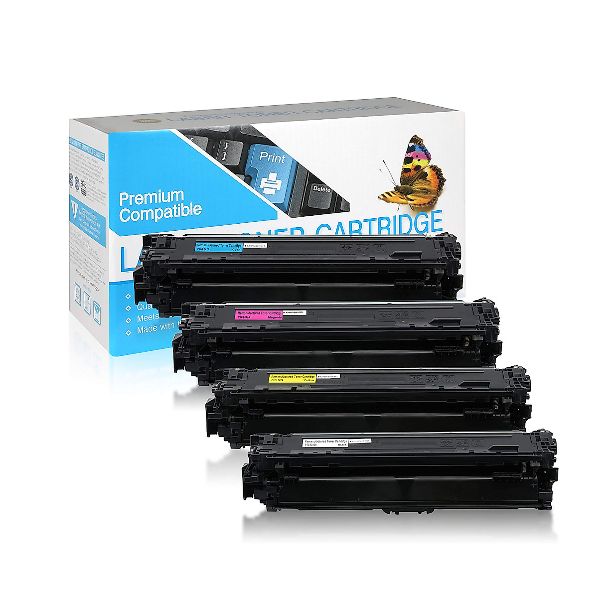 SuppliesOutlet Compatible Toner Cartridge Replacement for HP 651 / CE340A / CE341A / CE342A / CE343A (C,M,Y,K,4 Pack)