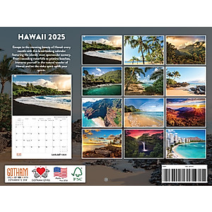 Hawaii Calendar 2025 Hawaiian Tropical Beach Maui Kauai Monthly Wall Calender 12 Month | American Made In The USA