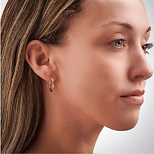 MAZZERI 14k Gold Hoop Earrings For Women and Men - Diamond-cut Design, Hypoallergenic, Made in the USA, Gold Hoop Earrings 14k Real Gold (22mm)