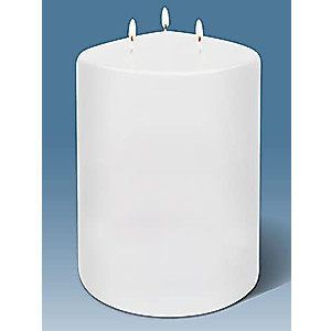HYOOLA White Three Wick Large Candle - 4.75 x 8 Inch - Unscented Big Pillar Candles - 120 Hour - European Made