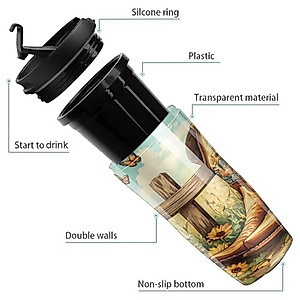 Boot Sunflower Flowers Travel Coffee Mug Reusable Coffee Cup Tumbler with Lid for Outdoor 350ml