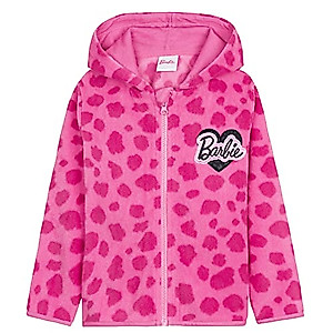 Barbie Girls Jacket Pink Hooded Fleece Girls' Jackets (Pink, 7-8 Years)
