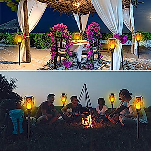 LazyBuddy Solar Torch Light with Flickering Flame, Solar Fire Lights Outdoor, Christmas Landscape Decoration Lighting Security Torches for Garden Pathway Lawn Yard, Auto On/Off Dusk to Dawn