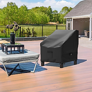 Outdoor Chair Covers For Patio Furniture Waterproof, Gorpche Patio Chairs Covers with Fastener Windproof Buckle Straps, Heavy Duty Lawn Outdoor Furniture Covers fits up to 29 x 30 x 36 inches(2 Pack)