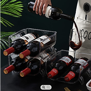 KNC Stackable Vertical Free-Standing Water Bottle Holder - Wine Rack Storage Organizer for Kitchen Countertops, Pantry, Refrigerator,Ideal Storage for Wine, Soda, Pop and Beer - Clear