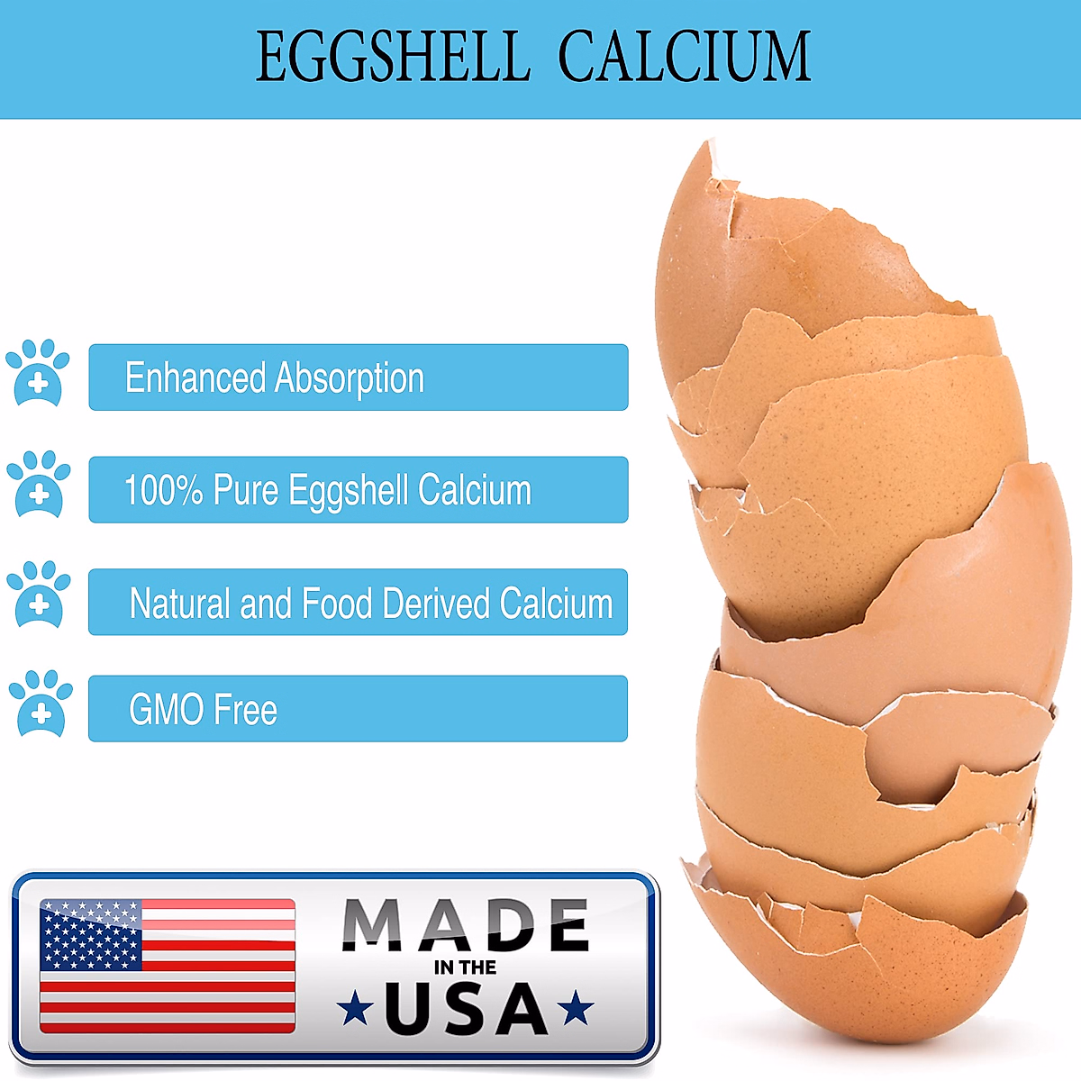 Prymal Pets Eggshell Calcium for Pets - 12 oz. Natural, Ultra-Pure Egg Shell Mineral Powder Supplement for Cats and Dogs - High Absorption, Helps Support Bone, Joint, Teeth, Heart, Immune Health