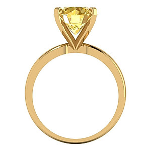 Clara Pucci 3.0 ct Round Cut Solitaire Natural Yellow Citrine Engagement Bridal Promise Anniversary Ring in 18K Yellow Gold Size 7.5