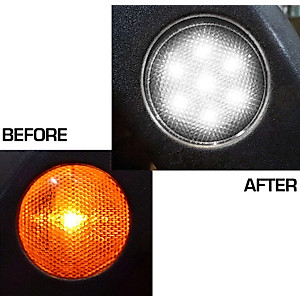 iJDMTOY Smoked Lens White Full LED Front Fender Flare Side Marker Light Kit Compatible With Jeep 2007-2017 Wrangler JK, Replace OEM Amber or Clear Sidemarker Lamps