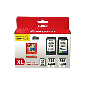 Canon 8278B005 Inks & Paper Pack, PG245, CL-246 XL, 50 Sheets, 4 x 6 and PG-245XL High-Yield Black Ink Cartridge