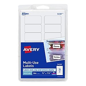 Avery Removable Labels, Removable Adhesive, 0.75" x 1.5", 504 Labels (5430)