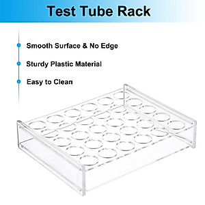 PATIKIL 30 Holes Test Tube Rack, 22.5mm Round Hole Acrylic Test Tube Holder Stand Suitable for 2ml, 3ml Test Tube for Laboratory Centrifugal Tube Scientific Experiments, Clear
