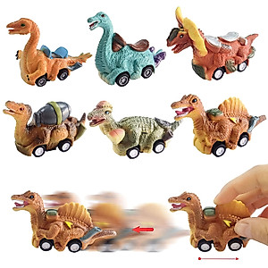 Cherislpy 6 Pack Jumbo Eggs with Dinosaur Pull Back Cars Toys Inside for Kids Boys Toddlers Easter Basket Stuffers Easter Egg Fillers