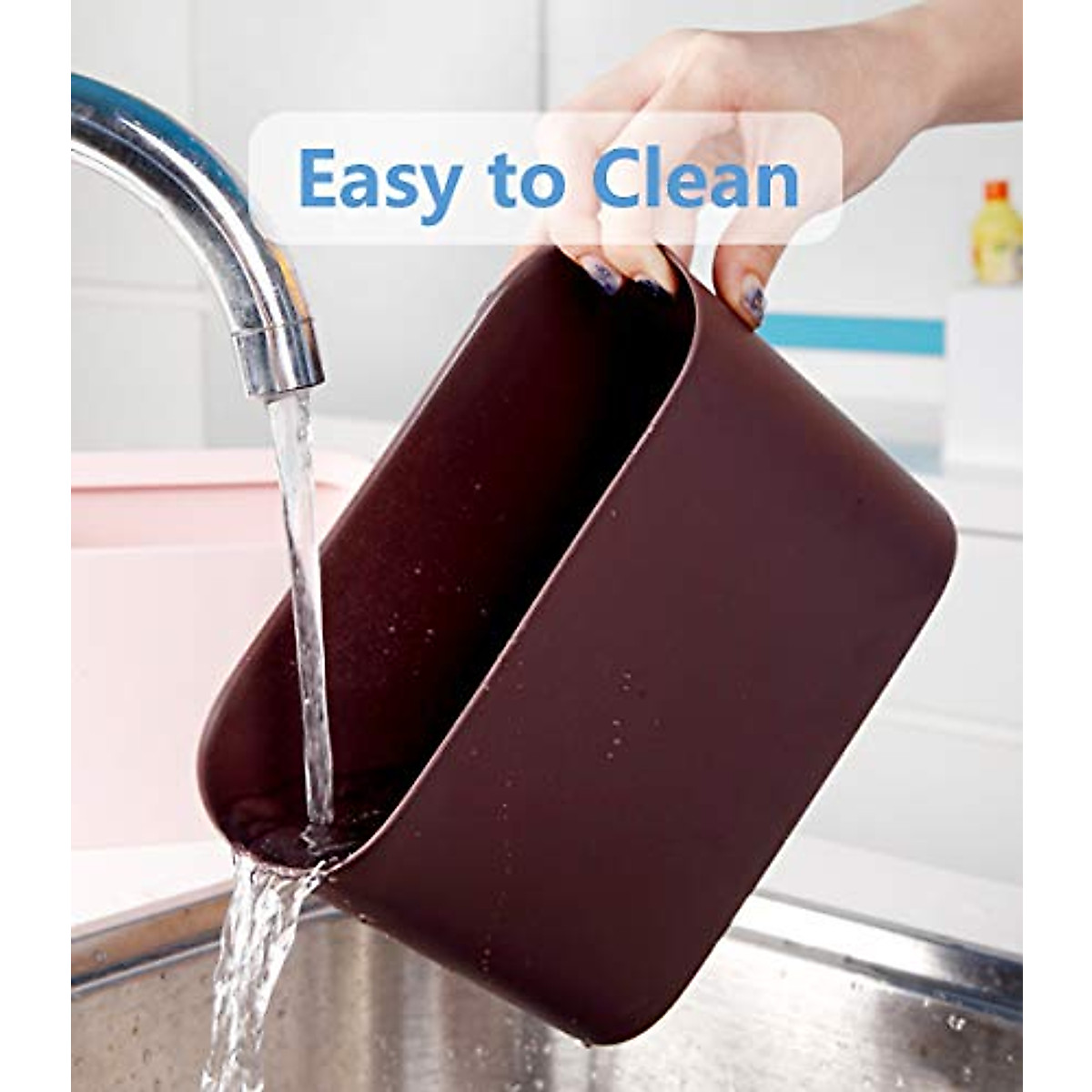 AYADA Tiny, Desk Mini Trash Can, Trash Bin, Waste Basket 1.5 L Desktop, Countertop, Makeup Tabletop Trash Can Little Cute Plastic (White)