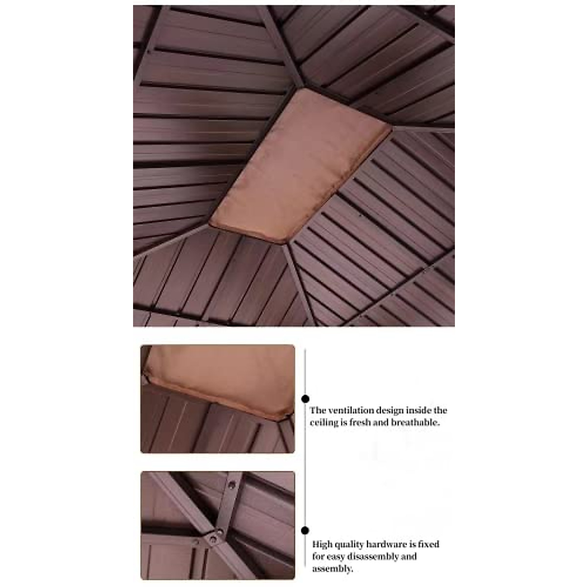 Outdoor Hardtop Galvanized 10X 10ft Steel Double Roof Permanent Gazebo Canopy Aluminum Frame Patio Gazebo with Curtains and Netting