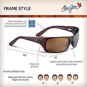 Maui Jim Men's and Women's Peahi Polarized Wrap Sunglasses, Tortoise/HCL® Bronze, Large