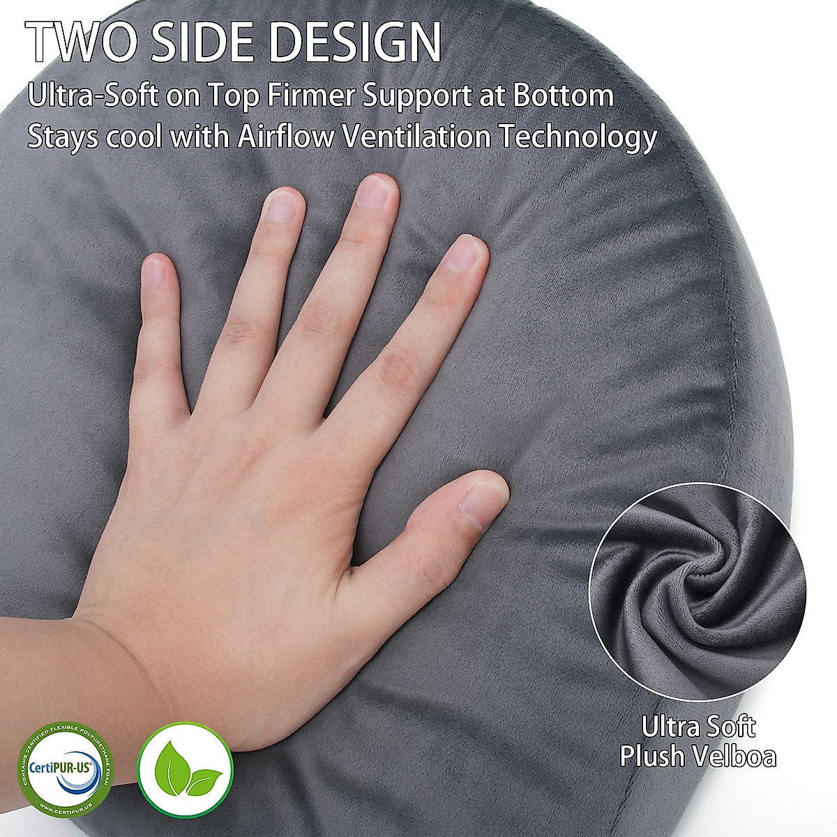 HUWLUIWA Pregnancy Wedge Pillow for Sleeping, Maternity Wedge Pillow for Back Support, Memory Foam Wedge Pillow for Side Sleeping & Belly Support Grey