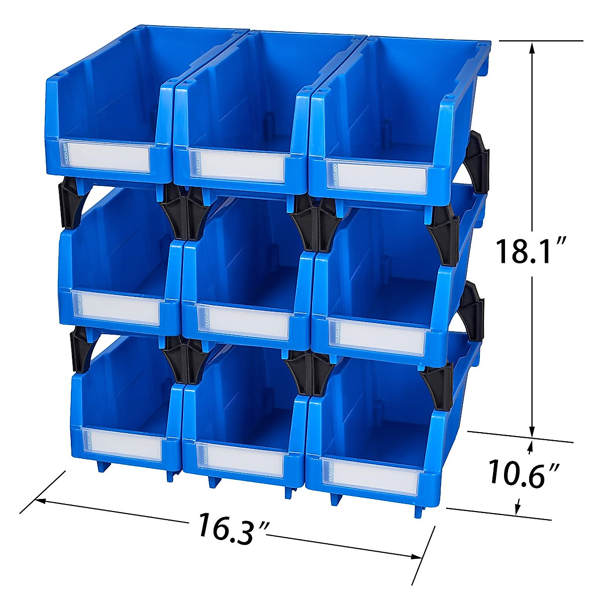 AERCANA Plastic Storage Bins Shop Stackable Organizer Bins Parts Bin Shelf Storage Bin Garage Storage Bins(Yellow,Pack of 9)