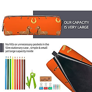 allgobee Pu Leather Pencil Bag Pen Case Vintage-Horse-Racing-Art Students Stationery Pouch Pencil Holder Desk Organizer