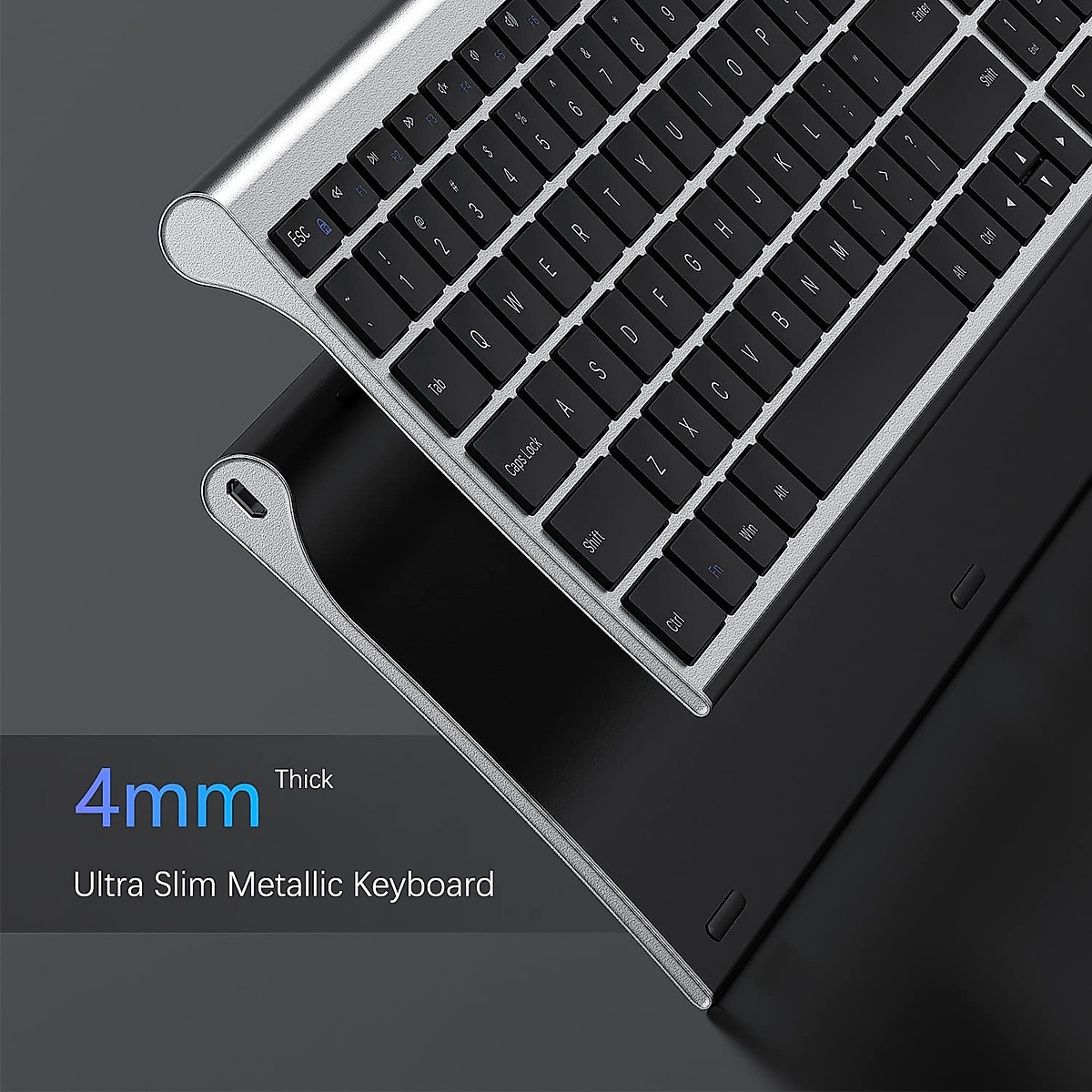 TechGround Rechargeable Wireless Keyboard Mouse, 2.4GHz Ultra Slim Compact Wireless Keyboard Mouse Combo for Laptop, Desktop, Windows